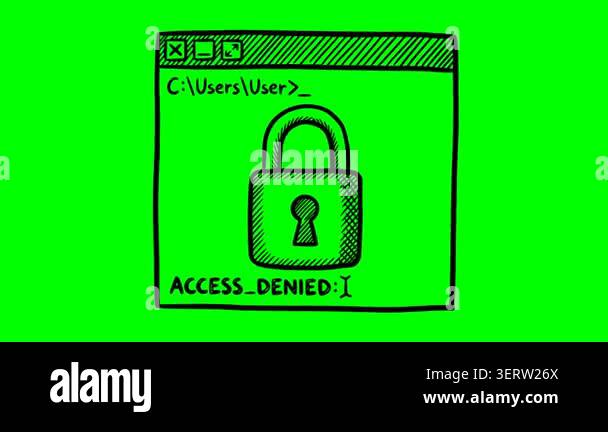 Hand drawn animation of a terminal window with a closed lock symbol and ...