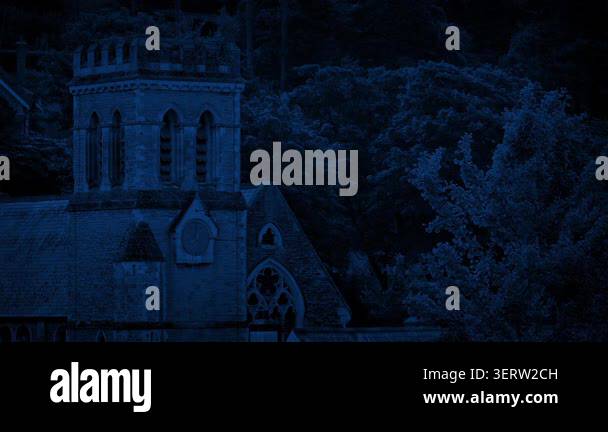 Church Building By Trees At Night Stock Video Footage - Alamy