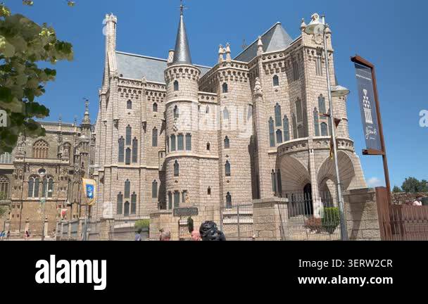 Wide architectural view of the Episcopal Palace of Astorga designed by ...