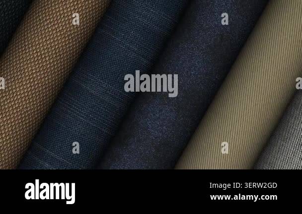 High quality Italian textiles displayed as rotating rolls emphasizing ...
