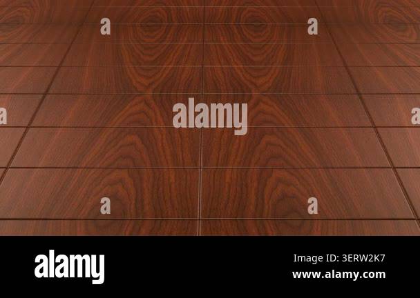 Camera moving over deep walnut wooden tiles with seamless concentric ...