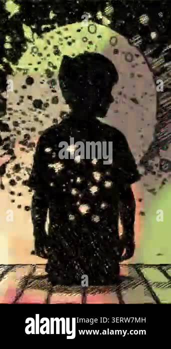 Silhouette Of A Child Portrait Sketchy Abstract Background Evoking ...
