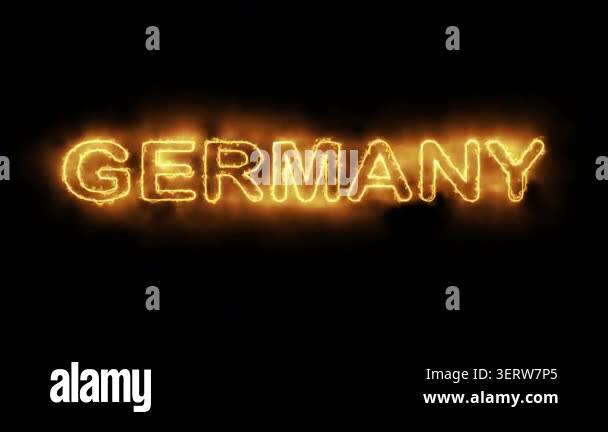 Germany Text in Glowing Fire Flames on Black Background Stock Video ...