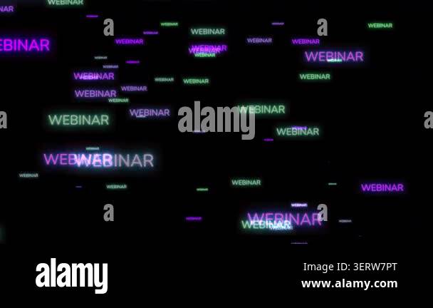 Neon Webinar Signs Floating on Black Background Online Virtual ...