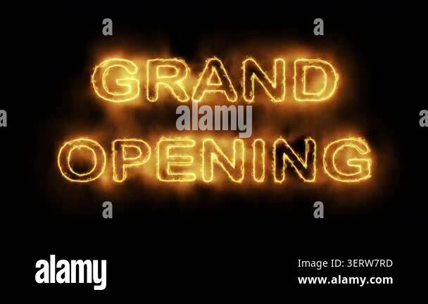 Grand Opening Fiery Text Sign Concept for Business Launch Stock Video ...