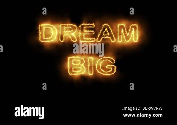 Dream Big Inspirational Fire Text on Dark Background Stock Video ...