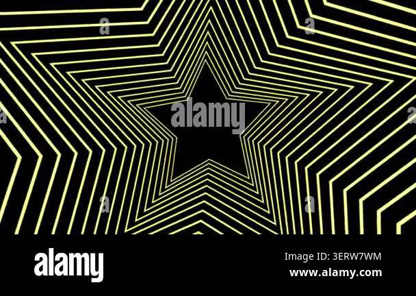 Animated yellow geometric star shape formed by concentric neon lines on ...