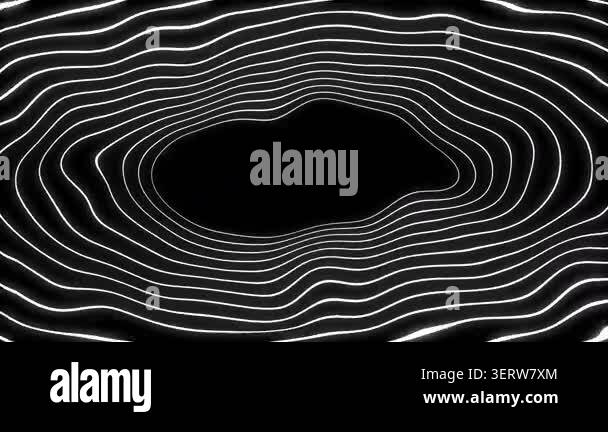 Animated black background with concentric white wavy ellipses ...