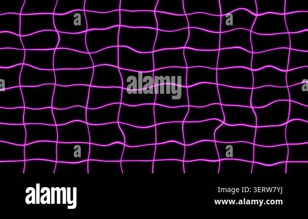 Animated purple grid on a black background, warping and undulating like ...