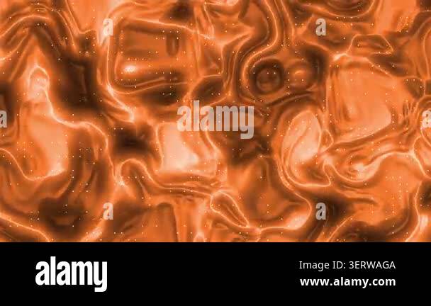 Abstract flowing orange liquid with glowing particles and subtle motion ...