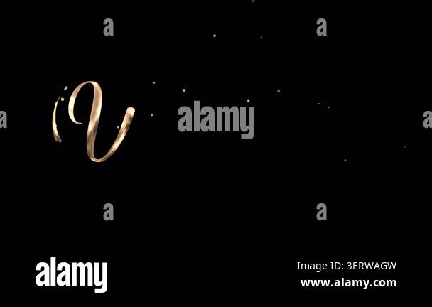 Elegant golden script text 'Welcome' animates into view against a black ...