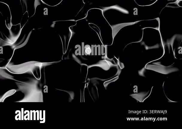 Abstract flowing liquid effect with bright white lines on a black ...