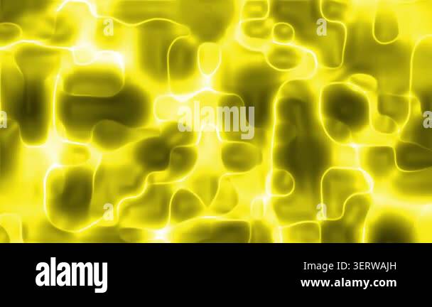Abstract yellow fluid shapes with glowing outlines morphing and ...