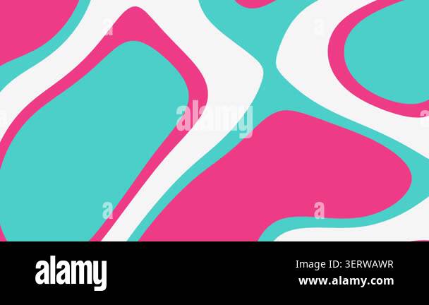 Abstract fluid shapes in pink, white, and teal slowly morph and flow ...
