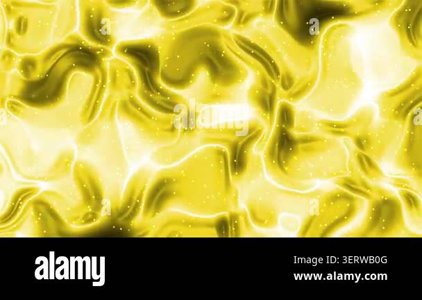 Abstract yellow liquid with glowing highlights and small particles ...