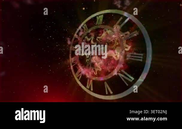 The sparkling, shimmering clock symbolizes the contradictory properties ...