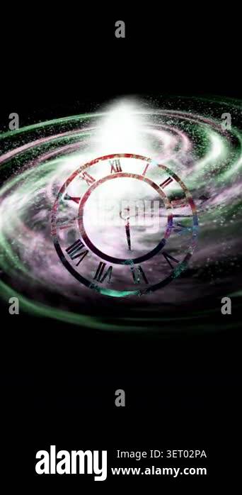 The sparkling, shimmering clock symbolizes the contradictory properties ...