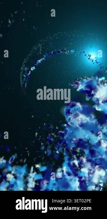 An abstract cosmic composition featuring vibrant swirling particles ...