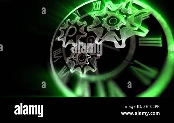 The sparkling, shimmering clock symbolizes the contradictory properties ...