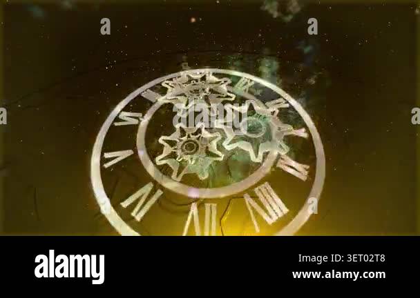 The sparkling, shimmering clock symbolizes the contradictory properties ...