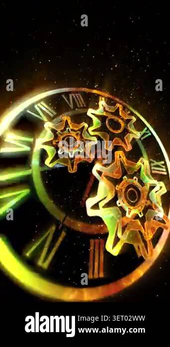 The sparkling, shimmering clock symbolizes the contradictory properties ...
