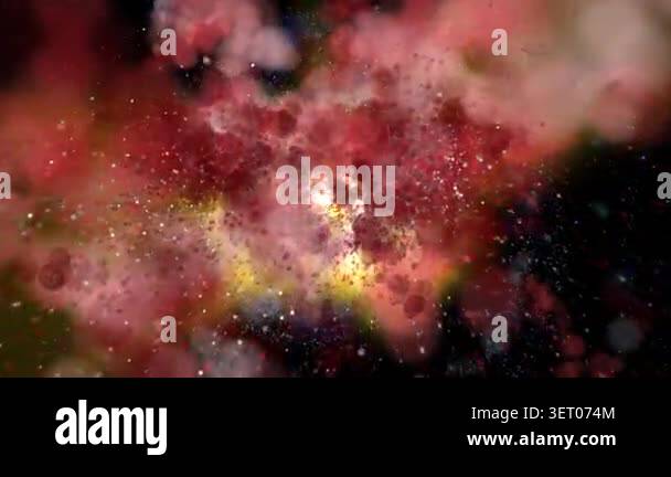 An abstract cosmic composition featuring vibrant swirling particles ...