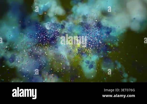 An abstract cosmic composition featuring vibrant swirling particles ...