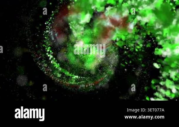 An abstract cosmic composition featuring vibrant swirling particles ...