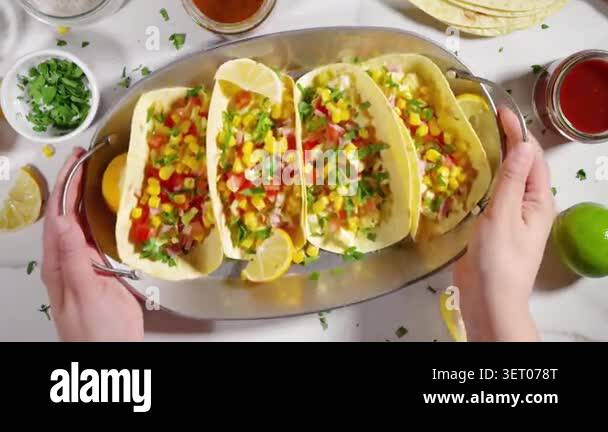 Breakfast Egg Tacos. Savory Homemade Breakfast Tacos with Mexican flat ...
