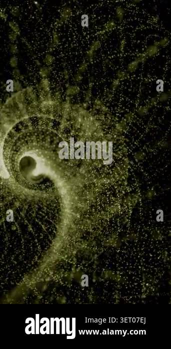 Abstract digital waves formed by glowing particles move across a ...