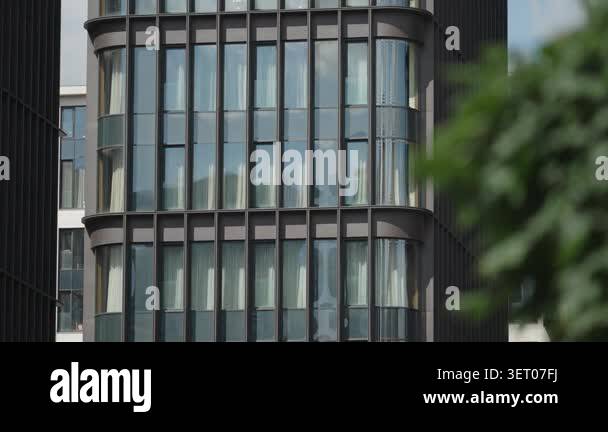 Glass facade of elite housing. Panaram windows on the facade. 4k Stock ...