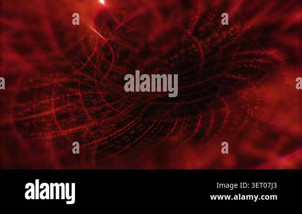 Abstract digital waves formed by glowing particles move across a ...