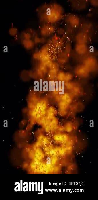 Glowing orange sparks and embers rise through space, creating a ...