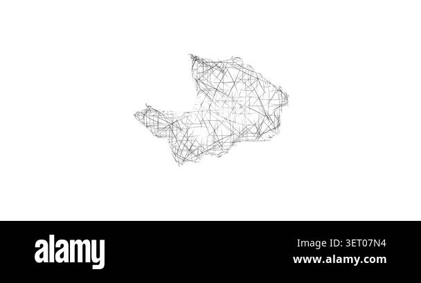 Sketch style minimal Renfrewshire outline map animation - smooth ...