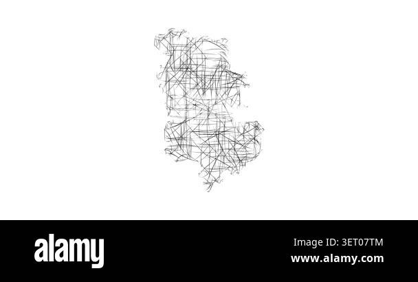 Sketch style minimal Plovdiv outline map animation - smooth progressive ...