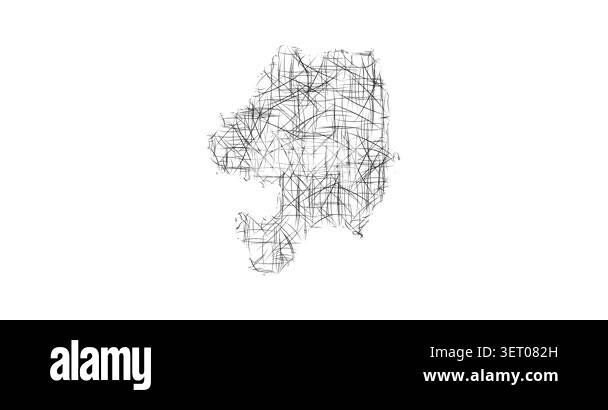 Sketch style minimal Wicklow outline map animation - smooth progressive ...