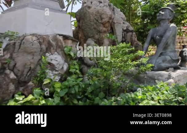 Wat Pho Temple Garden Statue Sculpture Bangkok Thailand View. High ...