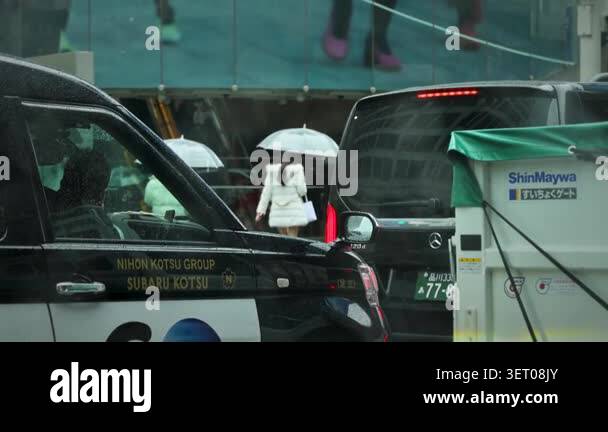 Tokyo Japan February 23, 2026: Tokyo Traffic During Rainstorm With ...