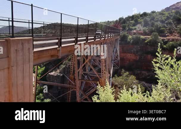 Sedona Midgley Bridge Crossing Red Rock Canyon Desert Road View. High ...