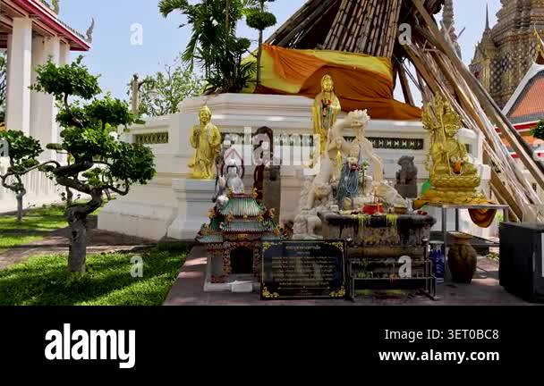 Wat Pho Temple Buddhist Shrine Statues Bangkok Thailand View. High ...