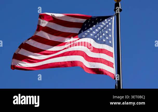 American Flag Waving Against Clear Blue Sky in Arizona Desert. High ...