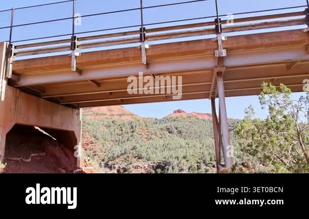 Sedona Midgley Bridge Underside Structure Over Green Canyon Trees. High ...