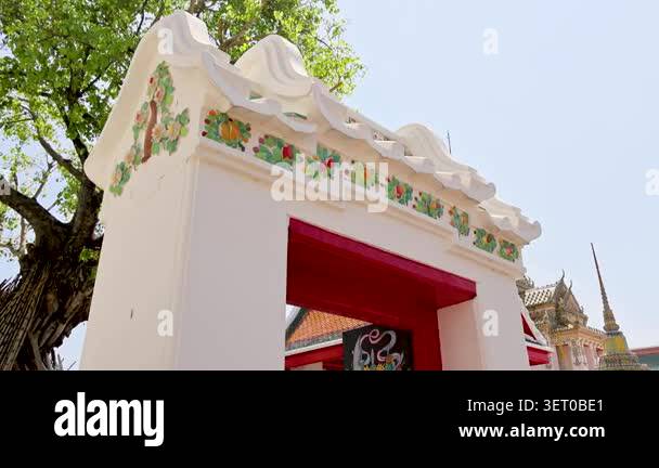 Wat Pho Temple Entrance Gate Traditional Artwork Bangkok View. High ...