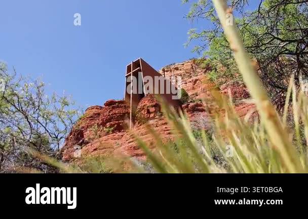 Pan Left Chapel of the Holy Cross Sedona Red Rock Cliffs. High quality ...