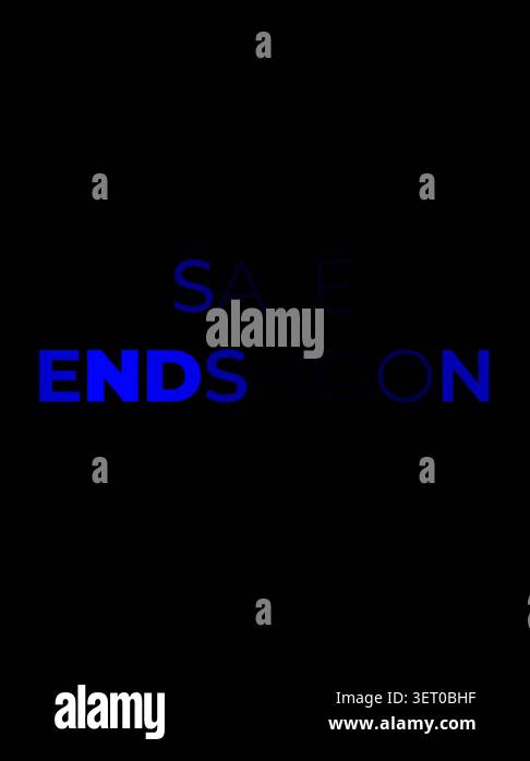 word " SALE ENDS SOON " of a blue text of a sale on dark background ...