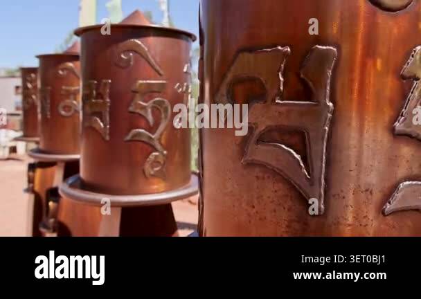 Spinning Tibetan Prayer Wheels at Amitabha Stupa Sedona Arizona. High ...