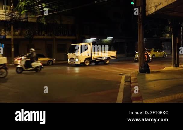 Tuktuk interior view asian driver navigating busy intersection ...