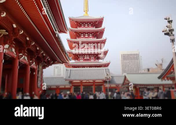 Senso-ji temple Tokyo wider shot Japan landmark architecture. High ...