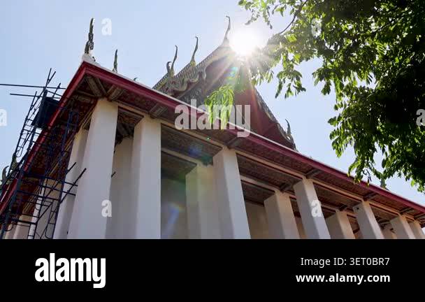 Wat Pho Temple Exterior Columns Sunlight Rooftop Bangkok View. High ...