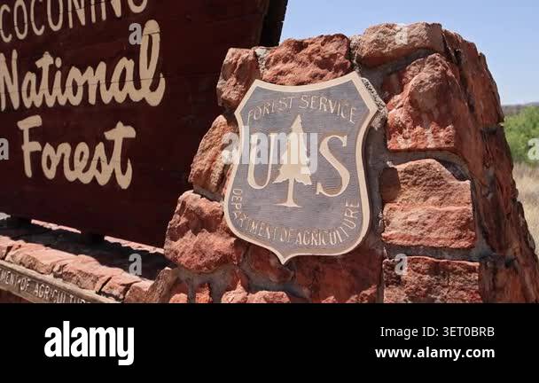 Coconino National Forest Entrance Sign US Forest Service Emblem. High ...